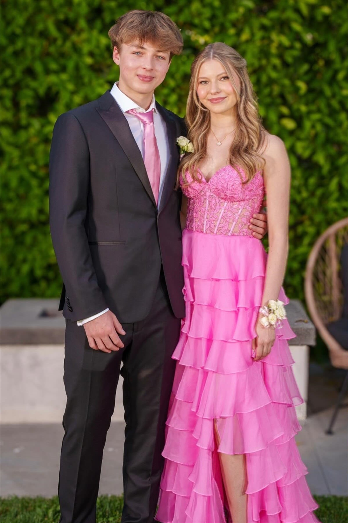 Sweetheart Lace and Chiffon Ruffle Long Prom Dress – PollyBoutique