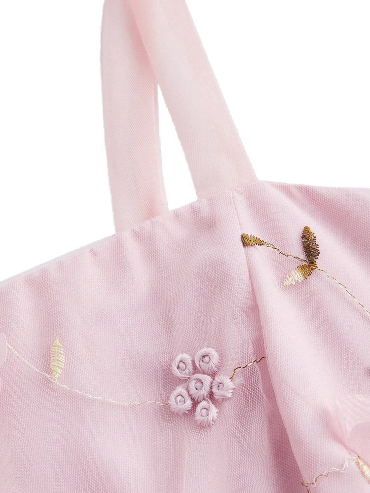 Straps Pink Floral Embroidery Short Princess Dress – PollyBoutique